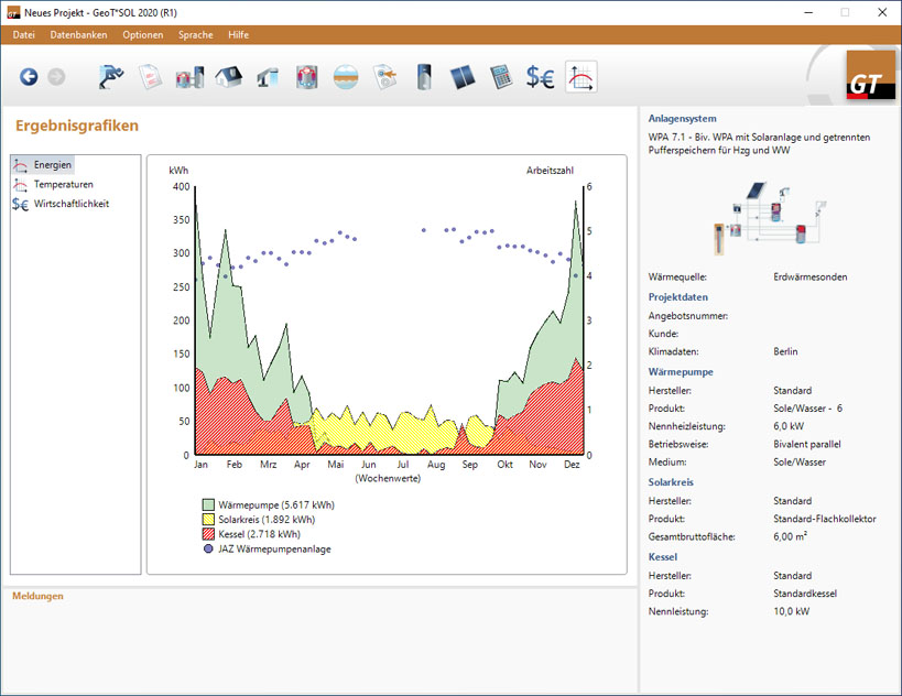 Simulationsprogramms GeoT SOL von Valentin Software für Wärmepumpen ...