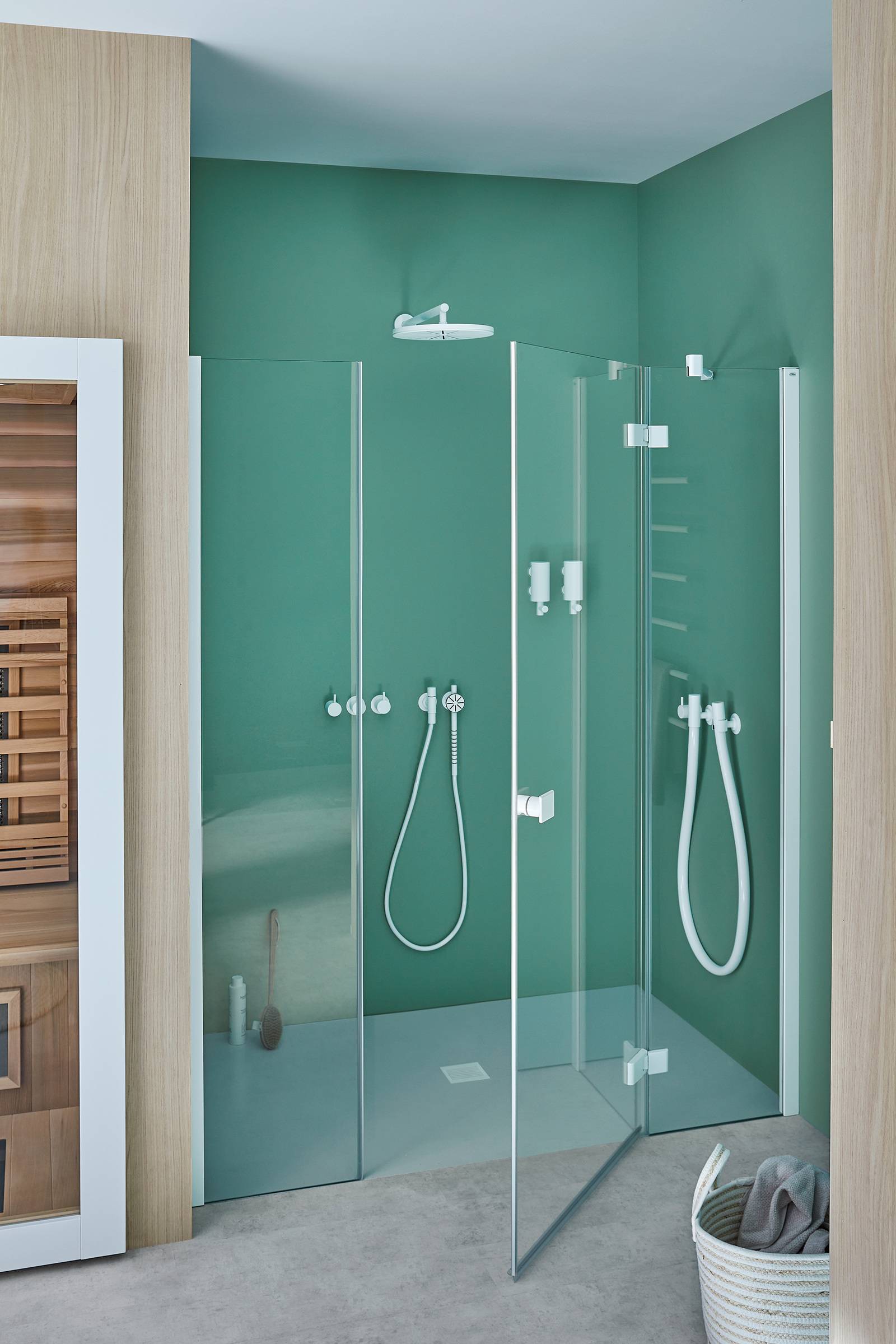 Kermi Mena: Duschkabine in mattem Schwarz und Weiß | Haustec