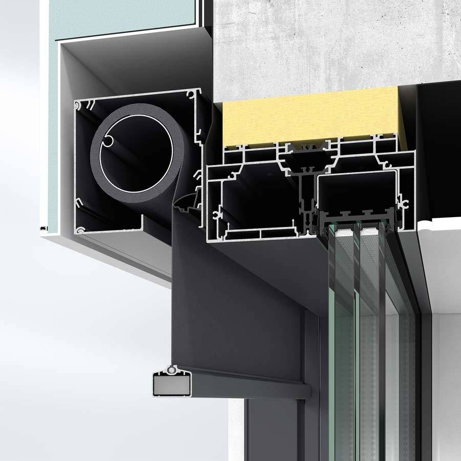 Schüco verbindet neues Sonnenschutz AB ZDS mit Schiebetür | Haustec